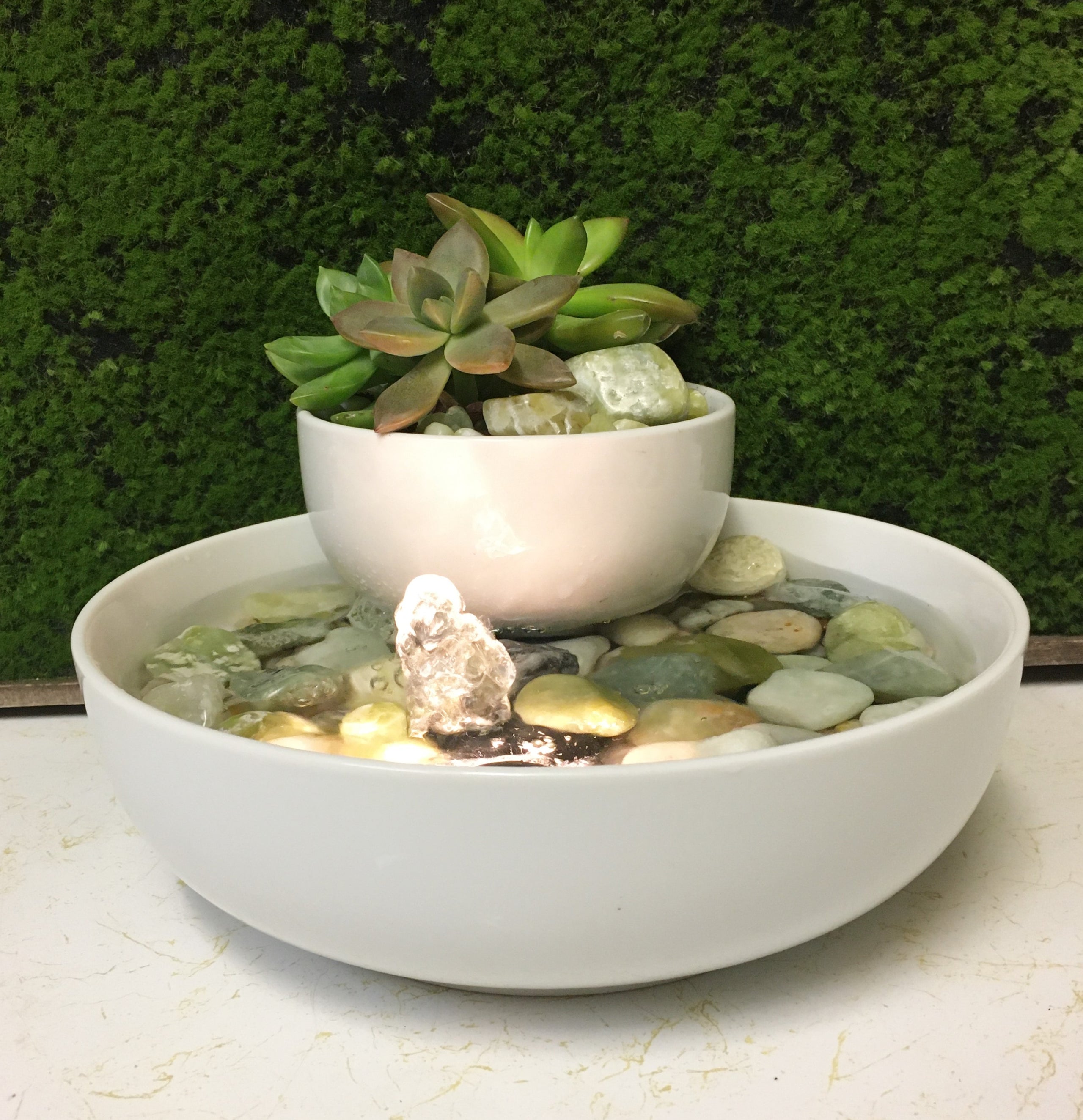 Tranquility Tabletop Jade Water Garden Fountain With Live Succulents ...